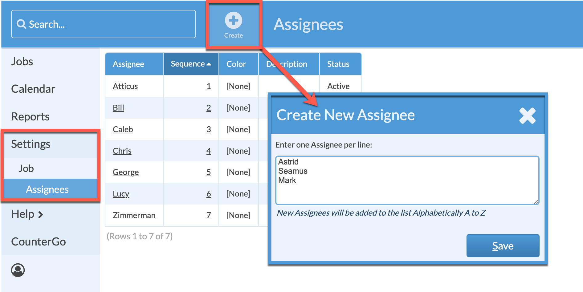 Create Assignees